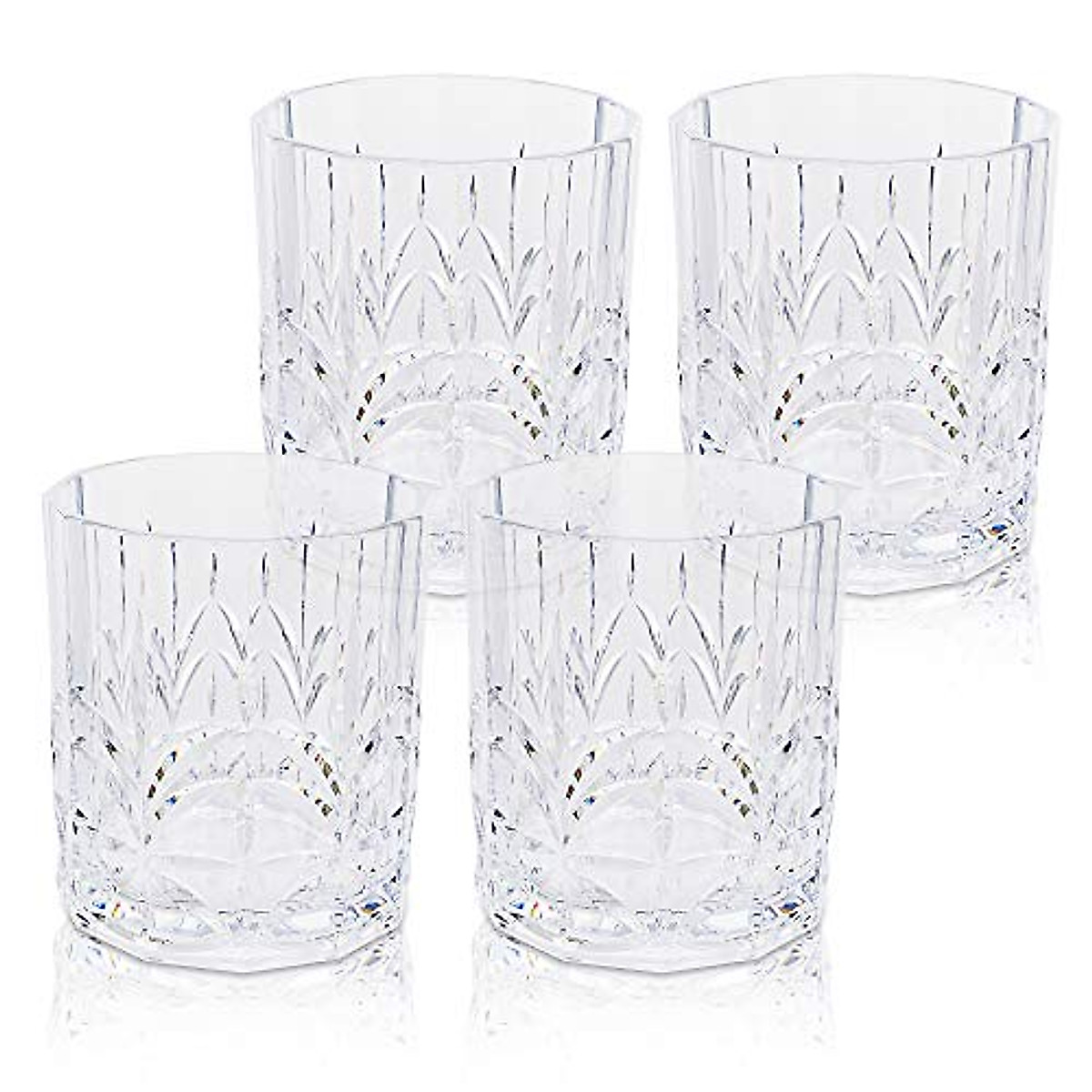 BELLAFORTE Shatterproof Tritan Plastic Short Tumbler, Set of 4, 13oz - Myrtle Beach Drinking Glasses, Unbreakable Glasses for Indoor and Outdoor Use - BPA Free - Clear