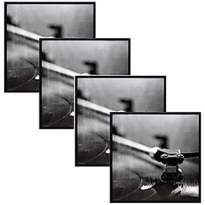 Black Music Album Frame - Made To Display Vinyl LP Album Covers 12.5" x 12.5" - Four Frames - Hanging Hardware Installed with No Assembly Required - Easy to Hang - Music Vinyl LP Album Cover 4-Pack