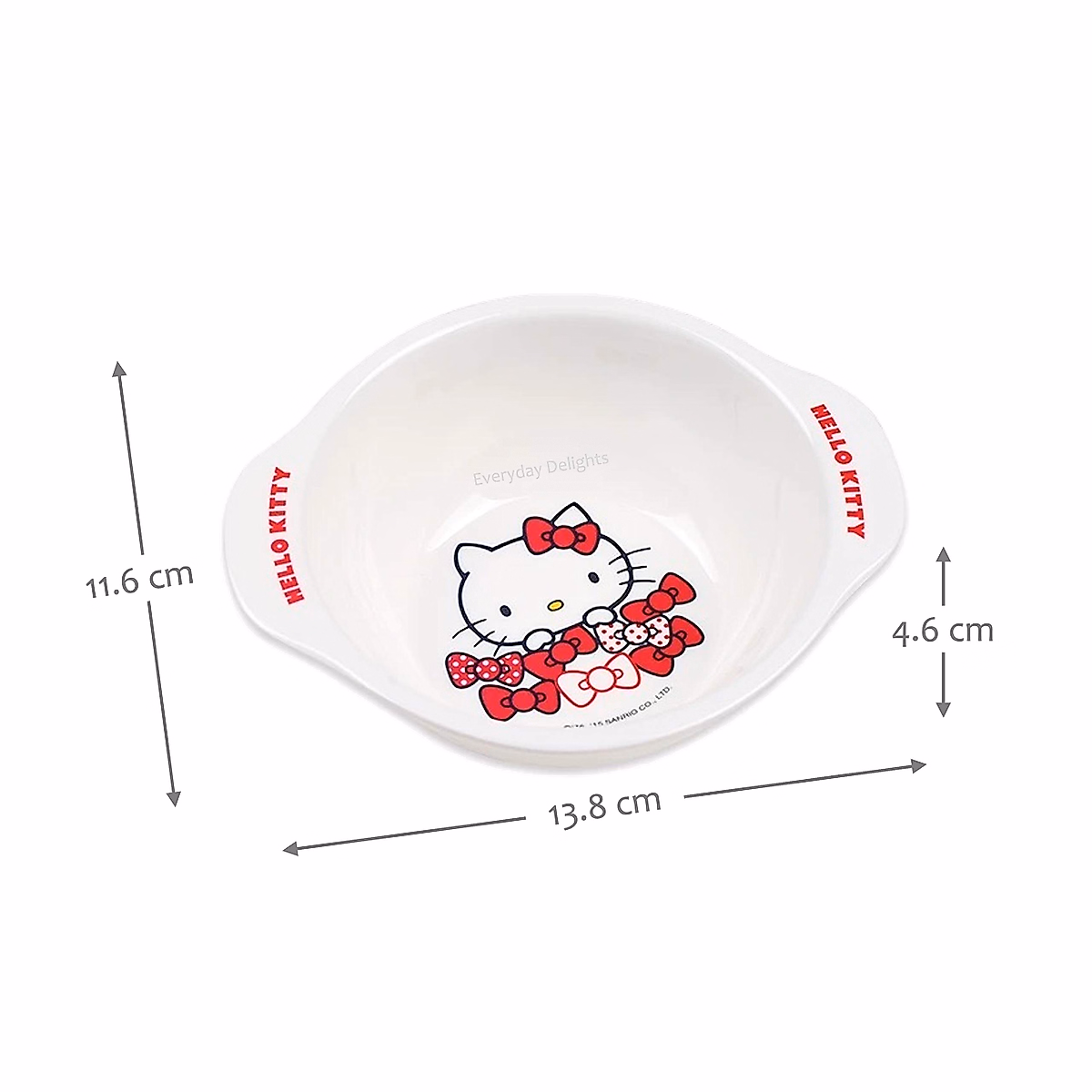 Everyday Delights Hello Kitty Red Dinnerware Flatware Meal Set – Plate Bowl Cup Spoon, 4 pieces