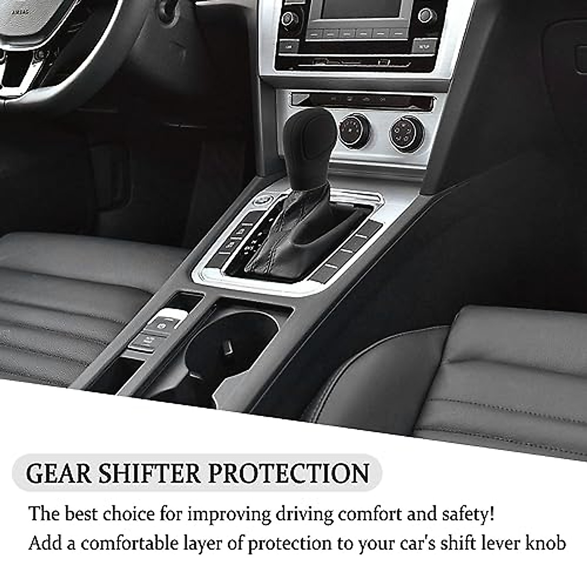 OFBAND 2PCS Silicone Car Gear Shift Cover,Anti-Slip Shift Knob Cover Effectively Protects Stick Shift Knob,Universal car Interior Accessories Gear Shifter Knobs Decoration (Black)