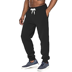 Southpole Men's Basic Active Fleece Jogger Pants-Regular and Big & Tall Sizes, BK, L