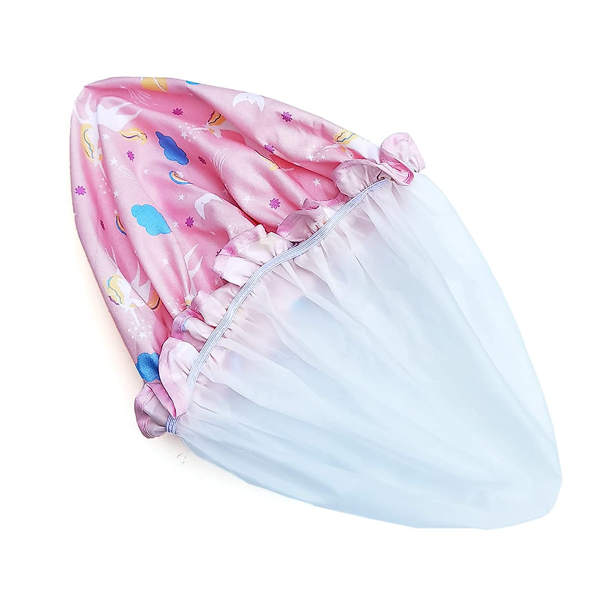 HOMESJUN Shower Cap, 3 Packs Waterproof Reusable Bath Caps for Women Hair, Double Layers Elastic Shower Hat Hair Protection