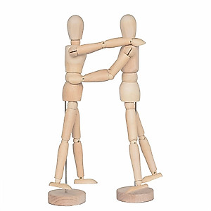 Alikeke 2 Pack 12 Inches Tall Wooden Mannequin Artist Manikin with Stand - Great for Drawing or Desktop Decor （Men and Women/Dad and Mom ）