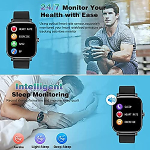 chalvh Smart Watch, 1.69-Inch Touch Screen Smart Watches for Men Women, 12 Sports Modes Activity Tracker with Sleep and Heart Rate Monitor, IP68 Waterproof Fitness Watch for Android iOS