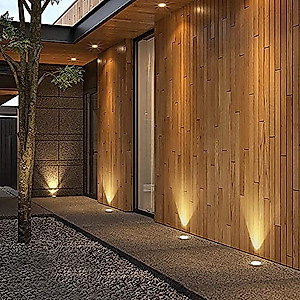 ELEGLO Low Voltage Led Landscape Lights 6 Pack Led Well Lights,15W 12V-24V Ground Lights IP67 Waterproof Landscape Lighting for Garden Lights Outdoor Step, Driveway, Deck(3000K Warm White)