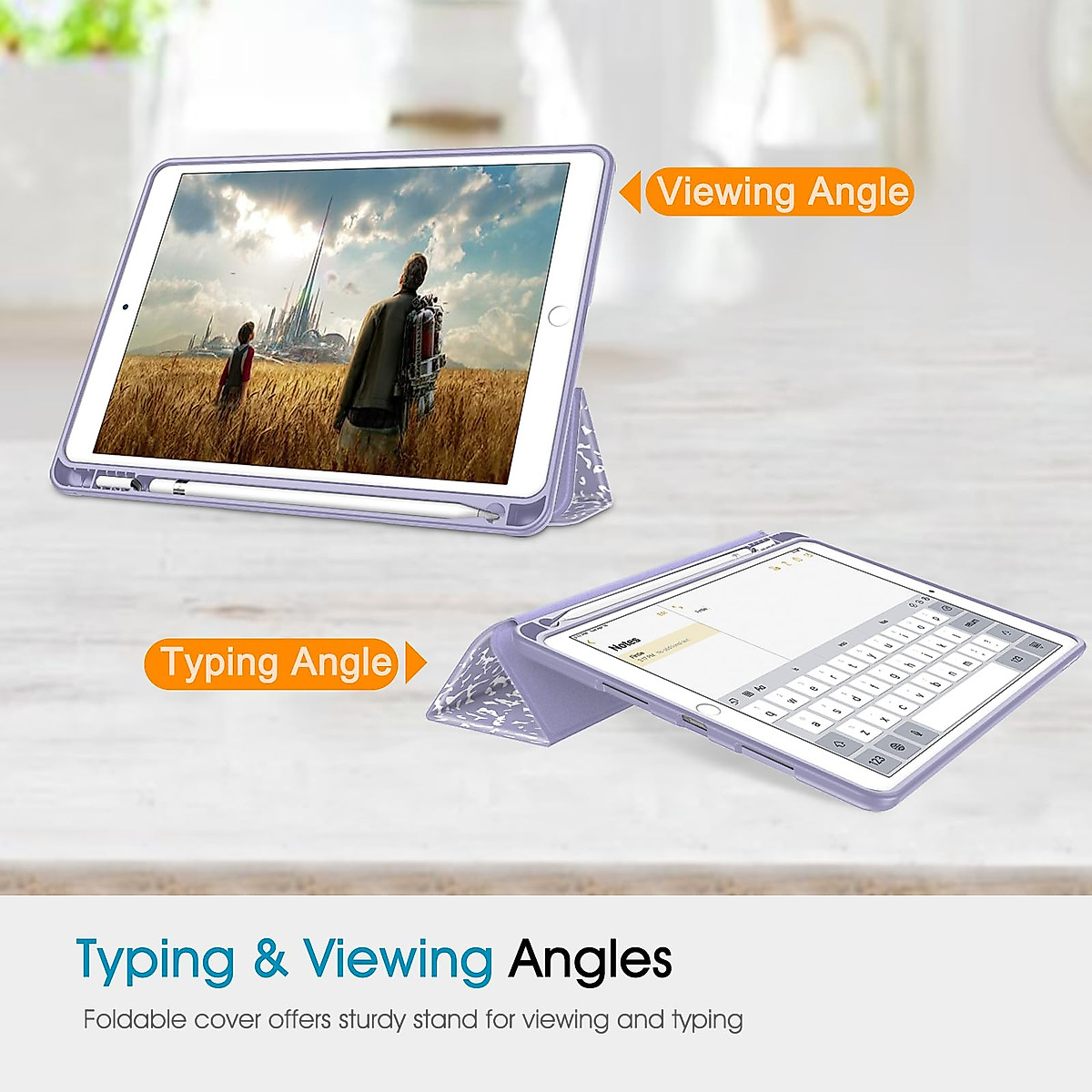 Fintie SlimShell Case for iPad Air 3rd Gen 10.5" 2019 / iPad Pro 10.5 Inch 2017 with Built-in Pencil Holder - Lightweight Smart Stand Soft TPU Back Cover, Auto Wake/Sleep (Composition Book Lilac)