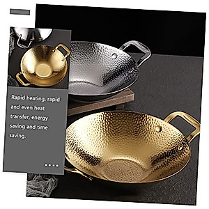 CALLARON Pot Grill Skillet for Outdoor Grill Stainless Steel Frying Pan Non Stick Frying Pan Cake Pan Stir Fry Wok Pan Induction Wok Large Stainless Steel Pot Cookware Korean Pot