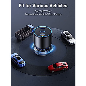 UGREEN 130W USB C Car Charger, PD 100W +PD 30W Type C Car Charger Adapter, Fast Charging Car Charger Compatible with Cell Phones, iPad, MacBook, and More (Comes with 100W USB C to USB C Cable)