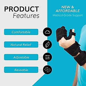 BraceAbility Soft Resting Hand Splint - Stroke Brace Right or Left Hand Immobilizer for Finger Contractures, Post-Surgery Recovery, Carpal Tunnel Syndrome, Ulnar Nerve Damage Relief (M - Right)