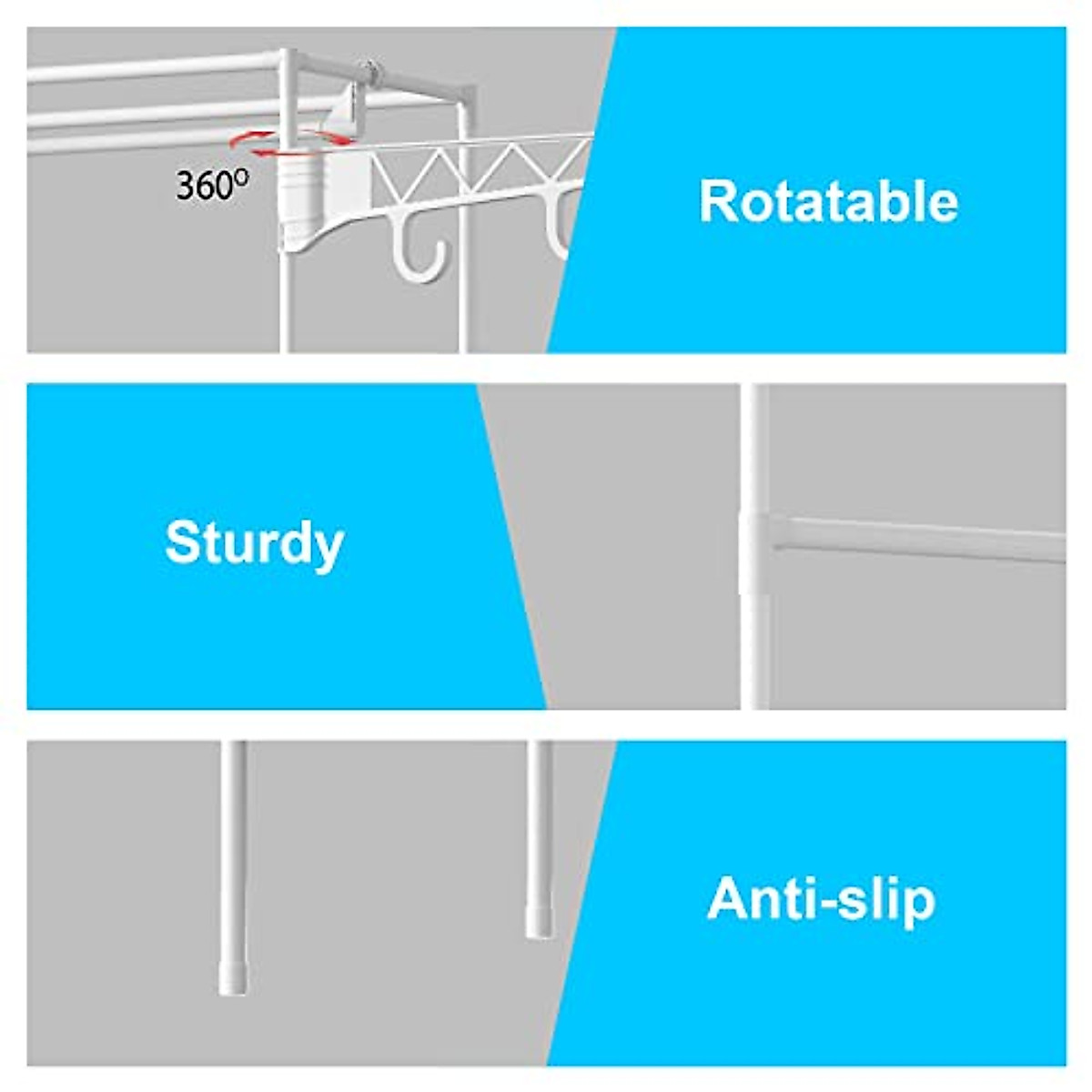 KOCASO Garment Shoes Rack Simple Closet Metal Shelf Clothing Organizer with 4 Hooks and Lower Storage Space, White