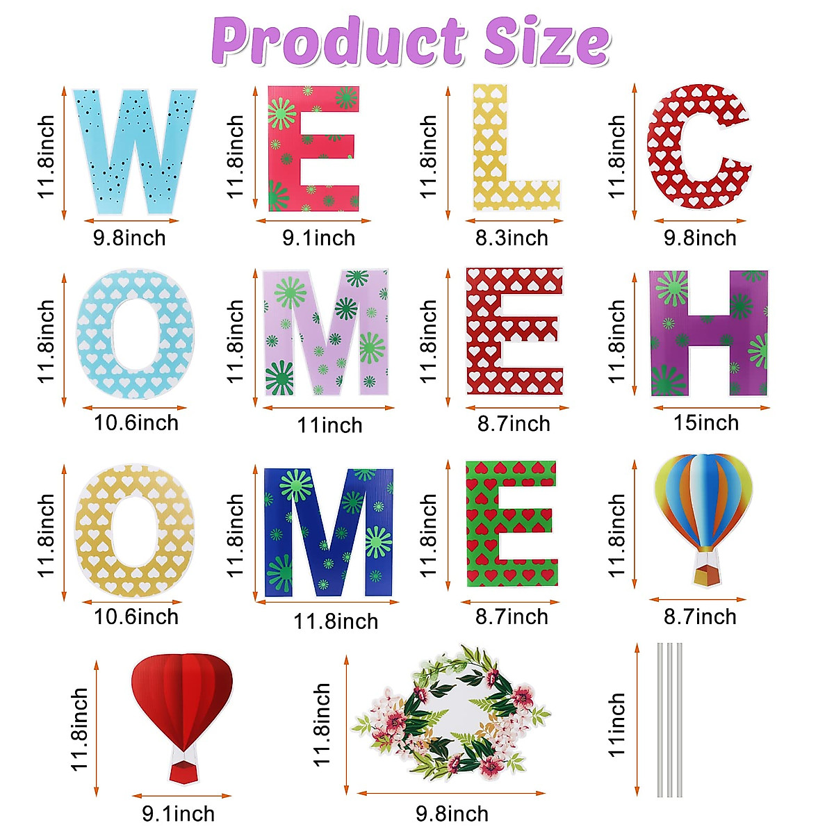 Thten 14 Pack 12 Inch Welcome Home Yard Sign with Stakes for New or First-Time Homeowners,Welcome a New Baby, Military, the Sick or Service Member Home Sign,Deployment Homecoming or Housewarming