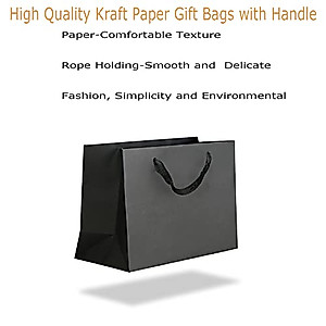 MFDSJ 20 Pcs Black Paper Gift Bags, 12.6"x4.5" x11" Black Handle Bags for Present, Shopping and Party