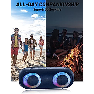 NOTABRICK Bluetooth Speakers, Portable Speakers Bluetooth Wireless(100FT Range) with 30W Loud Stereo Sound, IPX7 Waterproof Shower Speakers, RGB Multi-Colors Rhythm Lights, 1000mins Playtime