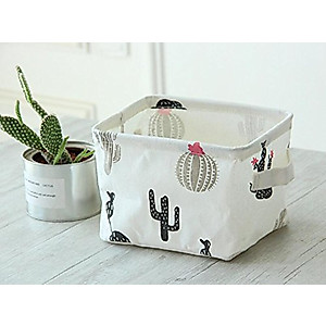 KRLIFCSL Storage Bins Foldable Cactus Storage Basket for Nursery, Kids Toys, Makeup, Small Items, Desktop Organization, Set of 4 (Cream)