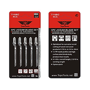 40 x TopsTools JSTTK8 T101AO T101B T101BR T101D T111C T118A T119BO T144D Mixed Jigsaw Blades for Bosch, Dewalt, Makita, Milwaukee and many more