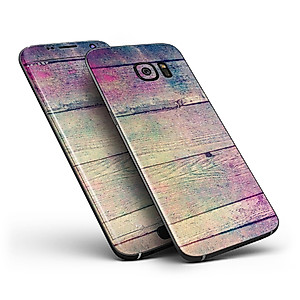 Design Skinz Design Skinz Pink & Blue Grunge Wood Planks Full-Body Wrap Decal Skin-Kit for The Galaxy S7
