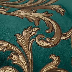 Alerfa 20 x 20 Inch Teal Luxury Velvet European Garden Style Floral Pattern Cushion Case Square Throw Pillow Cover Decorative Pillow for Couch Sofa Living Room Bedroom Car