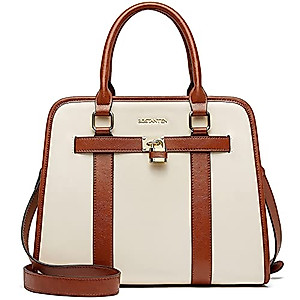 BOSTANTEN Women Leather Handbags Designer Purses Two Tone Satchel Top Handle Bags Bundle with Womens Wallet Leather Wallets Large Capacity Cash Cluth Zipper Purses