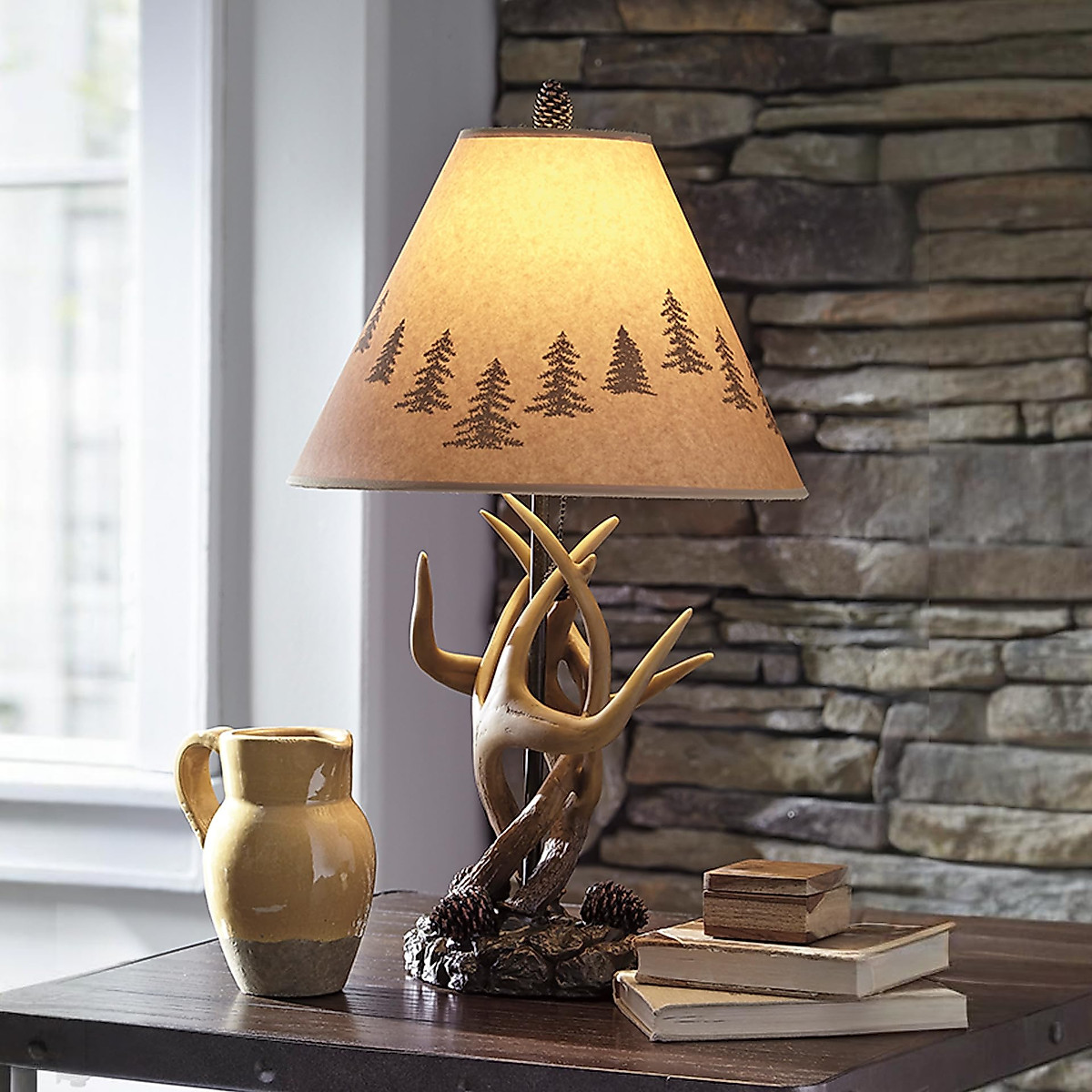 Signature Design by Ashley Derek Rustic Cabin Antler Lamp Set, 2 Count, Brown