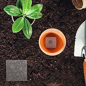 ORIMERC 50 Pcs 4 x 4 inch Plant Pot Drainage Hole Mesh Pad Screen with 30 feet Self Watering Hydroponic Wick Cord DIY Vacation Automatic Waterer Sitter Potted Bonsai Succulent Flower Bottom Grid Mat