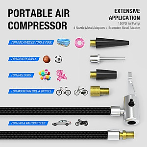 JF.EGWO 2000A Car Jump Starter with Air Compressor, 22000mAh Battery Booster (Up to 8.5L Gas or 8.0L Diesel Engine) &150 PSI Tire Inflator, Built-in 2 USB Ports and 2 LED Light