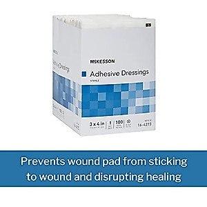 McKesson Adhesive Dressing, Sterile, Cotton/Polyester, 3 in x 4 in, 100 Count, 1 Pack