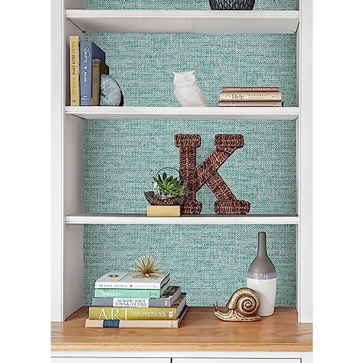 NuWallpaper NU2919 Aqua Poplin Texture Peel & Stick Wallpaper, Blue