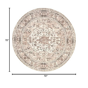 nuLOOM 6' Round Splashguard Machine Washable Area Rug with Waterproof Spill Proof Surface, Non Slip Backing and Stain Resistant for Living Room, Bedroom, Kitchen, Dining Room, Davi Taupe