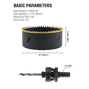 BINOTA M42 Bi-Metal Hole Saw, 102mm-4", for Metal, Wood, Plywood, PVC, Gypsum, Composite, Stainless Steel Plate