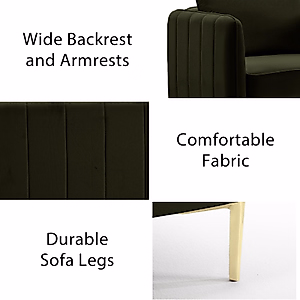 CDBBIB 85" Velvet Upholstered Sofa,Mid Century Modern Loveseat for Living Room.High-Density Foam and 6.3" Extra Thick Cushion, Includes Assembly Instructions. (Olive Green)