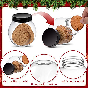 Jingmore 36 Pcs Plastic Candy Jars for Christmas Party Favors Snowman Christmas Candy Jars with Lids Clear Xmas Cookie Jar Container Chocolate Storage Jar with Stickers, Ribbon for Marshmallow Gift
