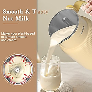 Arcmira Automatic Nut Milk Maker, 20 oz Homemade Almond, Oat, Soy, Plant-Based Milk and Dairy Free Beverages, Almond Milk Maker with Delay Start/Keep Warm/Boil Water, Soy Milk Maker with Nut Milk Bag,Yellow