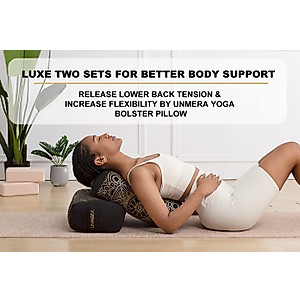 Yoga Bolster Pillow (2 Pack) Luxurious Eco Suede Yoga Bolster for Restorative Yoga, Meditation, Rectangular Yoga Pillow With Carry Handle, Washable Cover (Eco Suede-black)