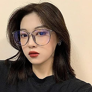 Rewhey Transparent Computer Glasses Frame Women Men Anti Blue Light Round Eyewear Blocking Glasses Optical Spectacle Eyeglass (Pink)