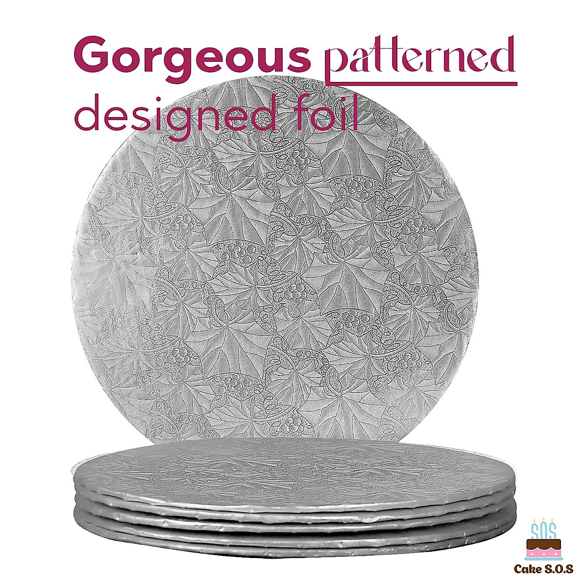 6 inch Silver Round Thin Sturdy Cake Board Drums for Displaying Cakes, 1/4 inch Thick, 6 Count