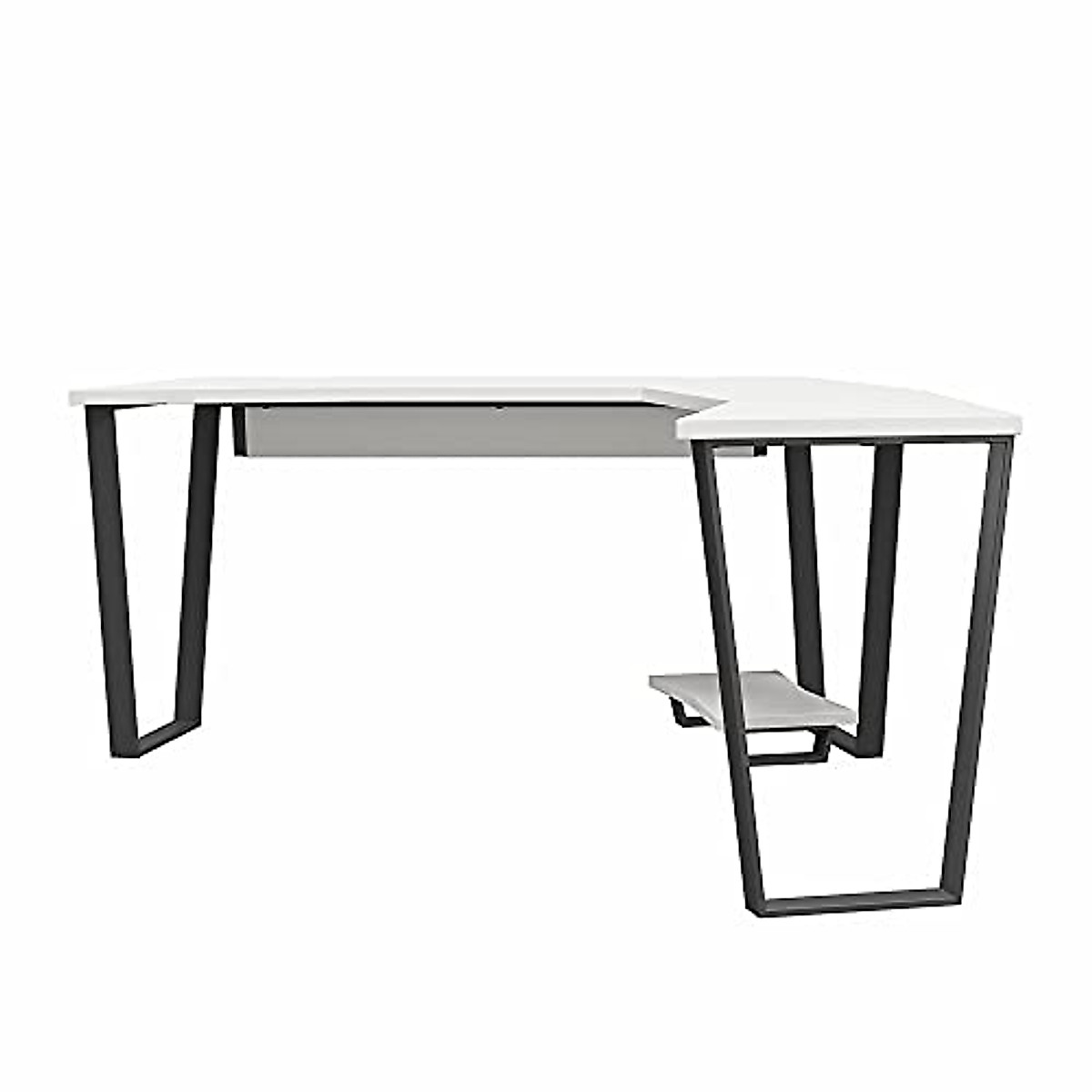 NTENSE Genesis Gaming L-Shaped Desk with CPU Stand, Corner Desk, Home Gaming Desk, Writing Workstation, Battle Station, Ergonomic Desk, Space Saving, White