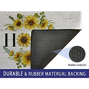 Bnwepo Welcome Mats, Door Mat Outsude Entrance, Sunflower Welcome to Home Front for Home Entrance Outside Farmhouse Front Door Porch Outdoor Indoor 17 x 30 Inch
