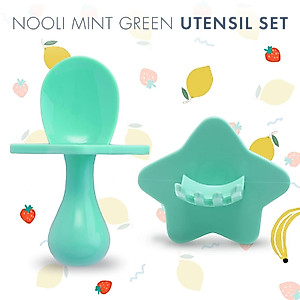 Nooli Toddler Spoons and Forks Toddler Forks and Spoons Baby Utensils, BPA Phthalates-Free, Dishwasher and Sterilizer Safe, Mint
