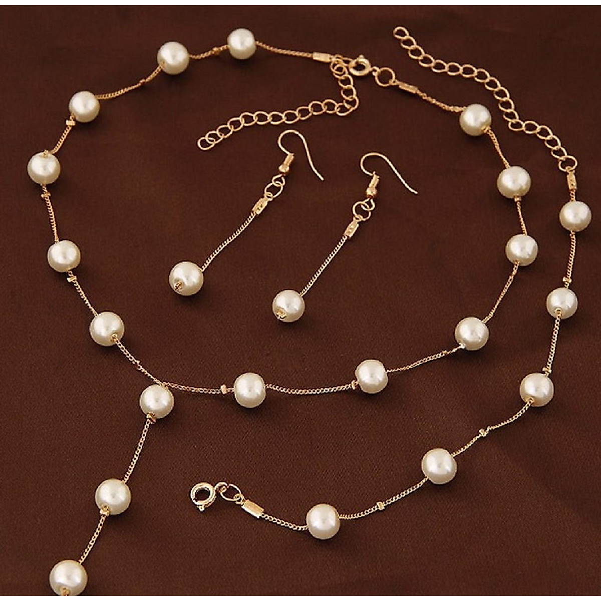 Faux Pearl Necklace Earring Bracelet Jewelry Set, Delicate and Classy Costume jewelry Favors