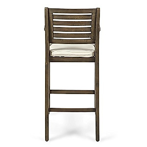 Christopher Knight Home Hermosa Barstool (Set of 2), Grey Finish/Cream Cushion