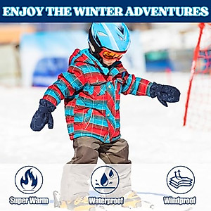 HONGTEYA Toddler Gloves Toddler Snow Mittens Waterproof Kids Warm Ski Gloves Lined Fleece Baby Winter Mittens for Toddler Boys Girls
