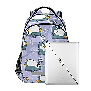 Animal Cute Lazy Penguin Backpacks Travel Laptop Daypack School Book Bag for Men Women Teens Kids