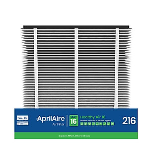 AprilAire 216 Replacement Filter for AprilAire Whole House Air Purifiers - MERV 16, Allergy, Asthma, & Virus, 20x25x4 Air Filter (Pack of 2)