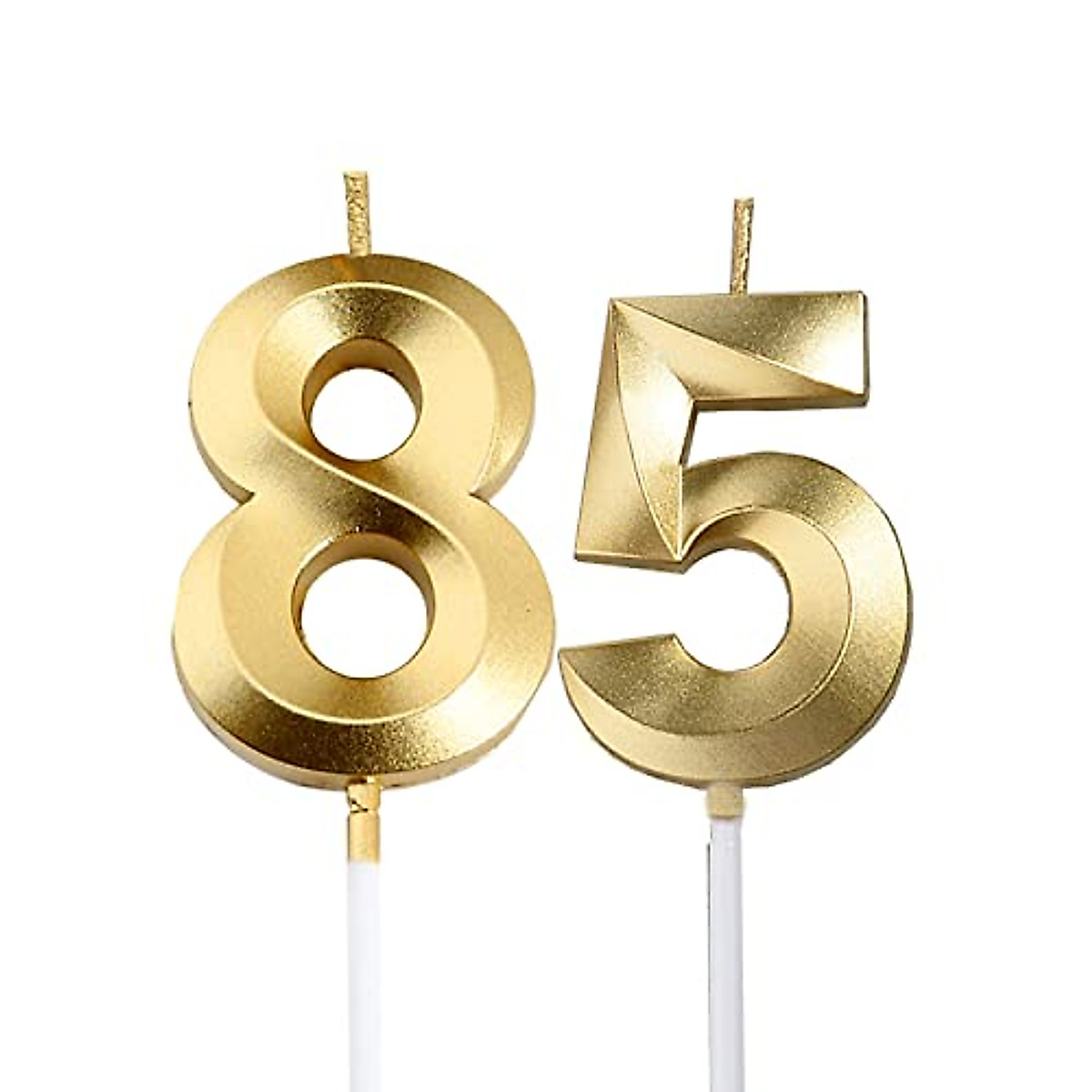 Gold 85th & 58th Birthday Candles,Gold Number 85 58 Cake Topper for Birthday Decorations Party Decoration