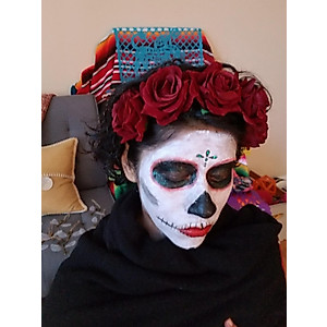 DreamLily Rose Flower Crown Wedding Festival Headband Hair Garland Wedding Headpiece (1-Burgundy)