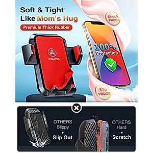 VANMASS [Upgraded] Car Phone Mount [Anti-Slip Soft Silicone & Powerful Suction] Dashboard Windshield Universal Cellphone Holder car, Compatible with iPhone 14 13 12 11 Pro Max(Red)