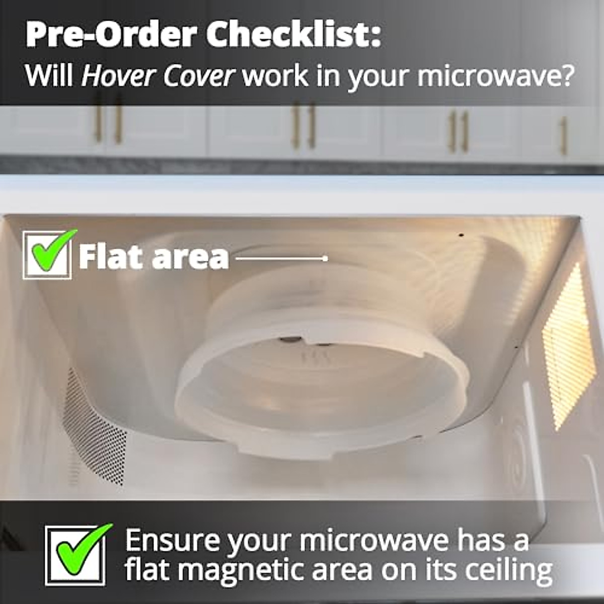 HOVER COVER Magnetic Microwave Cover for Food | Clear Microwave Splatter Cover | Microwave Plate Cover with Steam Vents | Food Grade Dish Cover | BPA-Free | Dishwasher Safe | Black Collapsible