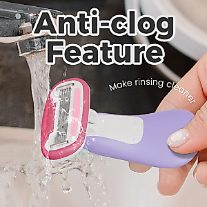 Colorlamb Portable Women Razor Set Cute Shell Manual Shaver for Bikini Leg Hair Private Body with 2 Pieces 5 Layer Blades Skin Care Refills (Violet)