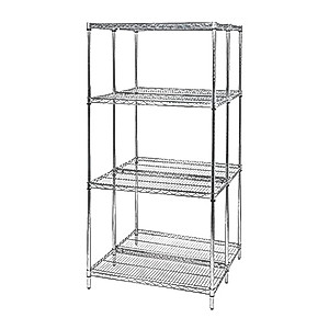 Quantum Storage Systems WR54-1448C Starter Kit for 54" High 4-Tier Wire Shelving Unit, Chrome Finish, 14" Width x 48" Length x 54" Height