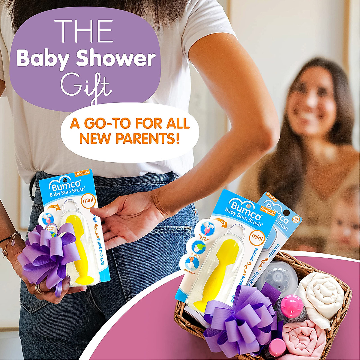 Bumco Mini Diaper Cream Spatula with Case - BPA-Free Butt Spatula Baby, Soft & Flexible Diaper Spatula, Diaper Cream Applicator, Mom-Invented Baby Must Haves, Diaper Bag Essentials, Butt Paste Spatula